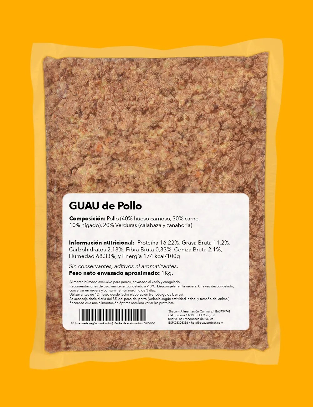 Plato de Pollo Cocinado - Comida Natural para tu perro